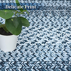 WESTLOOM Braided Area Rug 2x6 Washable Rug Runner Boho Braided Print Entryway Runners Soft Indoor Kitchen Runner Rug Non-Slip Non-Shedding Long Rug for Hallway Laundry Living Room Bedroom Blue