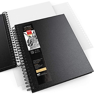 Arteza Sketch Book, 9x12-inch, 2-Pack, Black Drawing Pads, 200 Sheets Total, 68 lb 100 GSM, Hardcover Sketchbook, Spiral-Bound, Use with Pencils, Charcoal, Pens, Crayons & Other Dry Media
