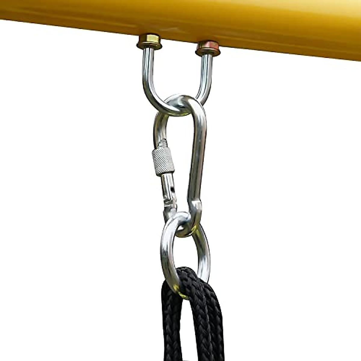 Hishine Swing Stand Heavy Duty Swing Frame Full Steel Metal Frame Swing Set for Backyard, Blue&Yellow (Swing NOT Included)