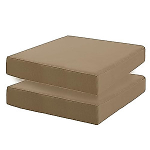 Lmeison Patio Chair Cushions 19 x 19 inch Waterproof Outdoor Chair Cushions Set of 2 Fade Resistant Outdoor Cushions for Patio Furniture Outdoor Seat Cushion for Garden Sofa Couch Chair, Taupe