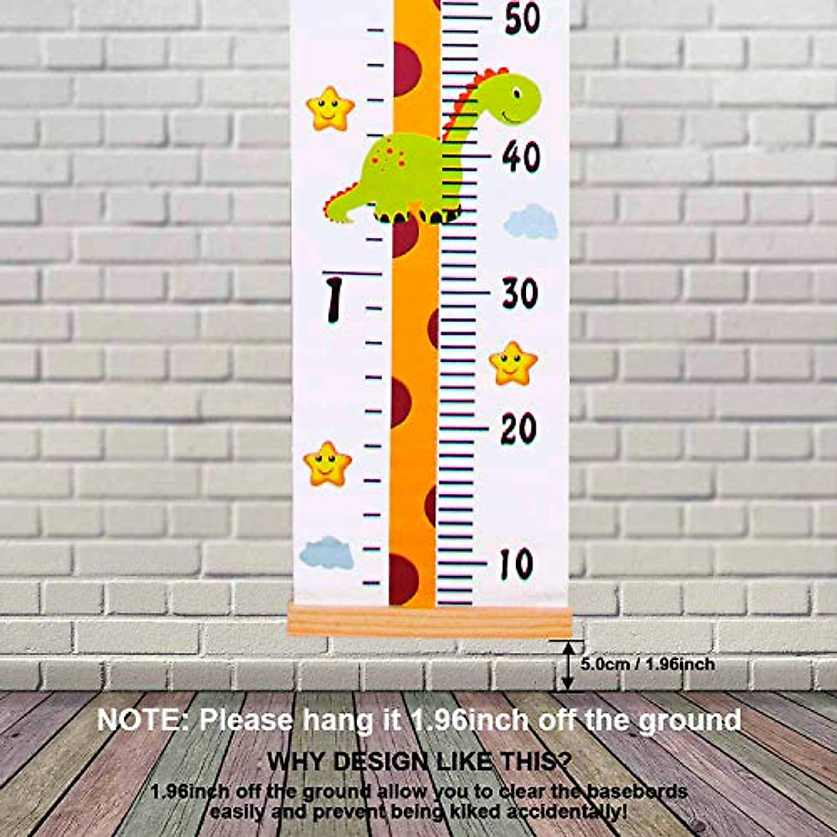 JJGoo Baby Growth Height Chart Hanging Ruler Wall Decor for Kids, Canvas Removable Height Growth Chart 79" x 7.9"(Giraffe)