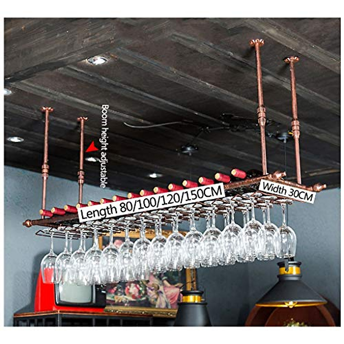 Ceiling Stylish Simplicity Wine Bottle Rack Stylish Simplicity Industrial Metal Retro Stylish Simplicity Down Home Glass Goblet Rack Kitchen Cutlery Bottle Holder Adjustable Height Bar Floating Wine