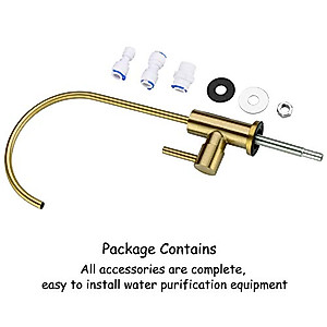 Pirooso Brushed Brass Water Filter Faucet, Drinking Water Faucet, 360° Swivel Kitchen Sink Water Filter Faucet, Fits Most Reverse Osmosis Units or Under Sink Water Filtration System, Brushed Gold