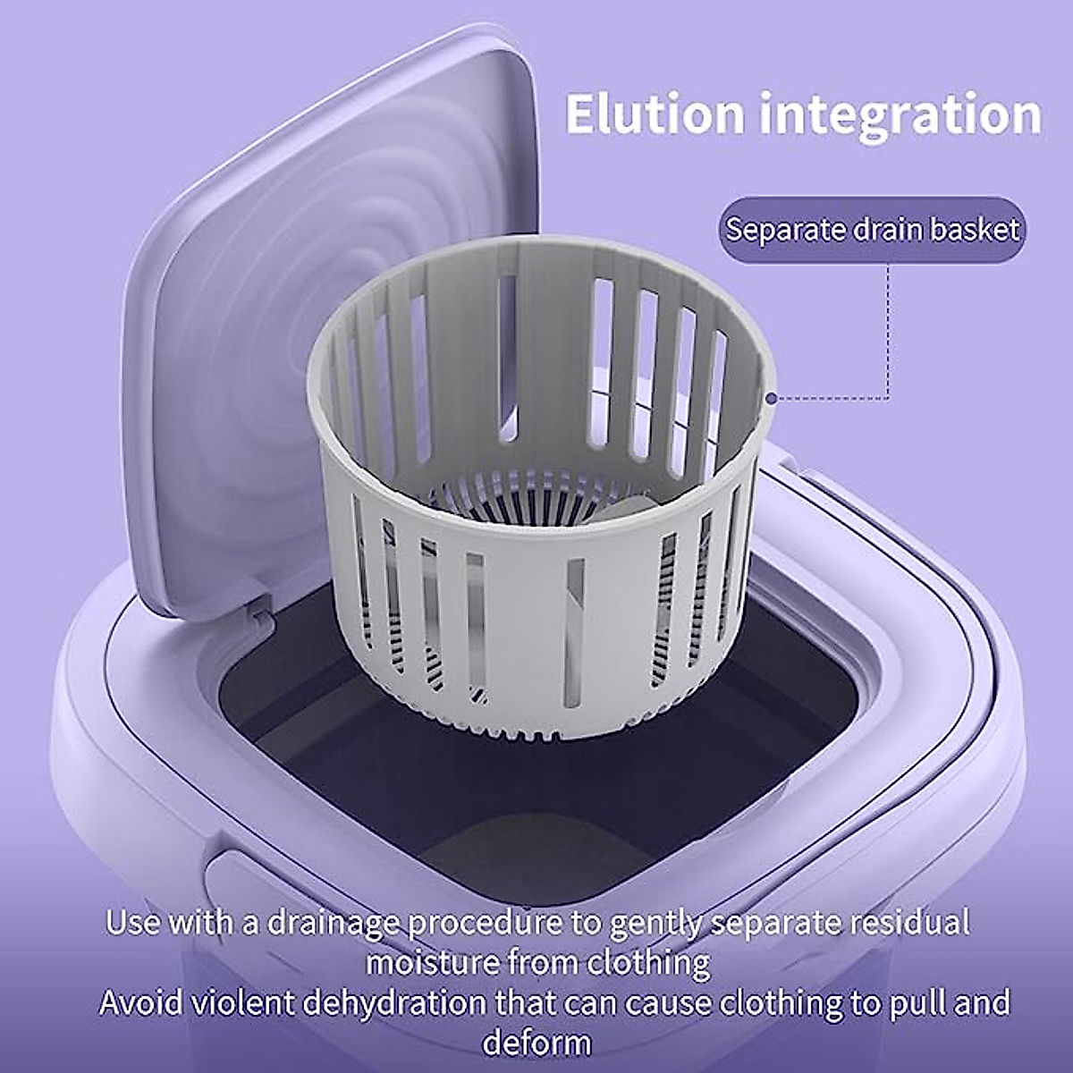 Portable Washing Machine, 8L High Capacity Mini Washer with 3 Modes Deep Cleaning Half Automatic Washt, Foldable Washing Machine with Soft Spin Dry for Socks, Baby Clothes, Towels (Purple)