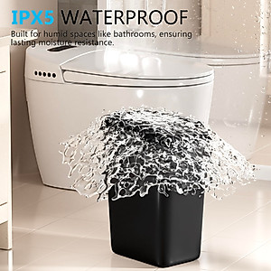 jinligogo Bathroom Trash Can Touchless, 2.5 Gallon Motion Sensor Smart Trash can with Automatic Lid, Waterproof Slim Plastic Narrow Bedroom Garbage Bin for Kitchen, Office, Living Room, RV - Black