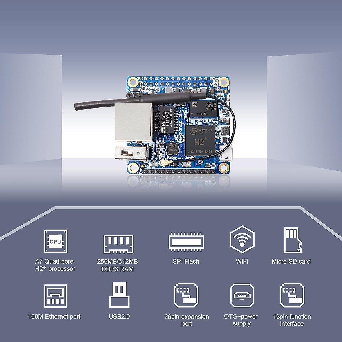 Orange Pi Zero LTS 512MB DDR3 AllWinner H3 Quad-Core A7 Single Board Computer, WiFi Support, Open Source Development Board Microcontroller Mini PC Run Android/Lubuntu/Debian (Zero LTS+Case)