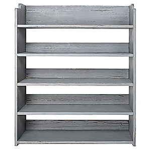 MyGift 5 Tier Rustic Gray Wood Entryway Shoe Rack Storage Shelves, Closet Organizer Shelf