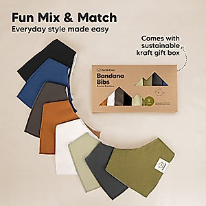 8-Pack Organic Baby Bandana Drool Bibs – Stylish Unisex Bandana Bibs - Super Absorbent Bandana Drool Bibs – Gentle Teething Bibs for Infants - Organic Cotton Baby Bib (Basics)