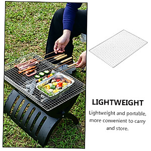 Happyyami 4 Pcs Stainless Steel BBQ Mesh Barbecue Pad Chef Cooling Rack Barbecue Grill Rack Baking Rack Grill Mesh Mat Outdoor BBQ Mat Square Backpack Grill Cooking Grid Travel Gift Small