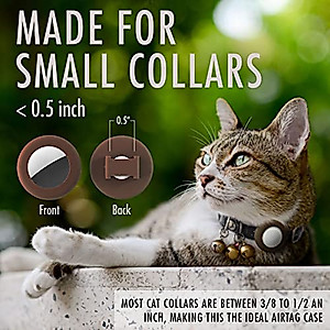 Sweet Baby Co. Airtag Cat Collar or Extra Small Dog Collar Holder 2 Pack, Fits Half Inch Collars for Small Pet, Compatible with Apple Air Tag, Waterproof GPS Tracker Case Kitten Cats Dogs (Tan/Brown)