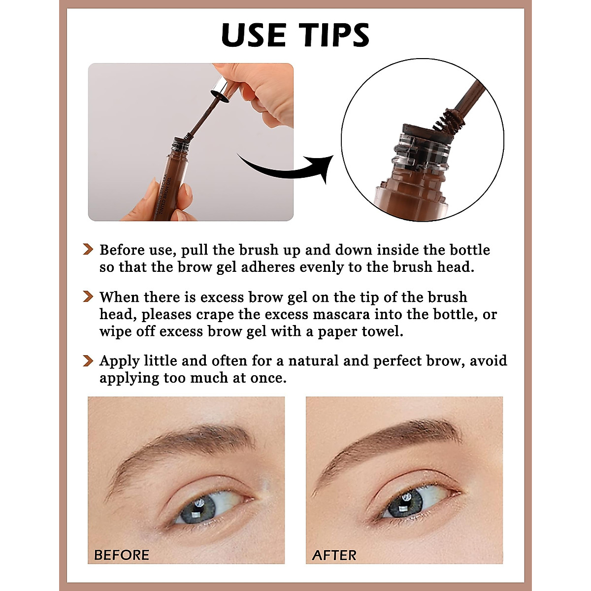 Waterproof Tinted Brow Gel-Long Lasting SmudgeProof Liquid Eyebrow Makeup,Eyebrow Mascara Tinted Brow Glue,Brow Filler Tint,Volumizing Enhance Brow Mascara,With Brow Razor Brush for Women-04Dark Brown