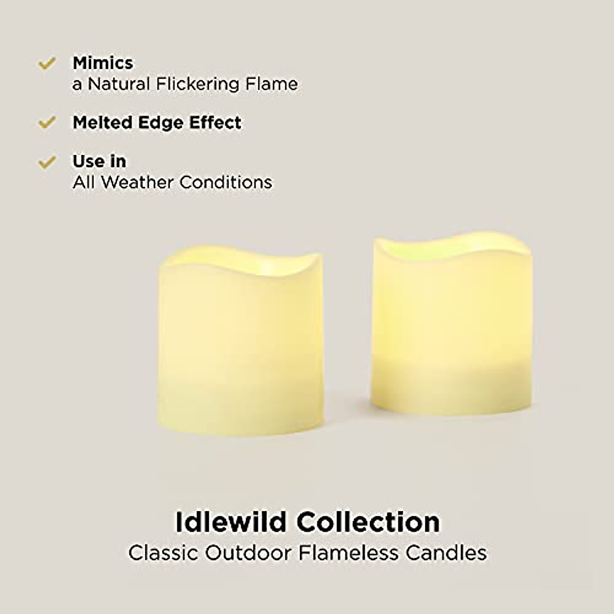 LampLust Outdoor Flameless Candles 3x3 - Battery Operated, Waterproof, Flickering LED Flame, Remote Control with Timer, Decorative Small Pillar Candles for Outdoor Decor - Set of 2