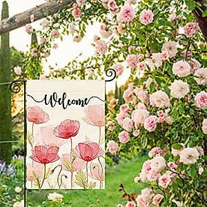 AVOIN colorlife Corn Poppies Garden Flag 12x18 Inch Double Sided Outside, Spring Memorial Floral Welcome Yard Outdoor Flag