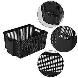 EudokkyNA 6 Pack Plastic Stackable Baskets, Large Plastic Basket Bins, Black