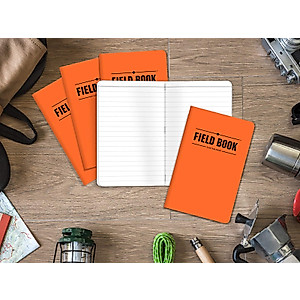 Field Notebook/Pocket Journal - 3.5"x5.5" - Orange - Lined Memo Book - Pack of 5