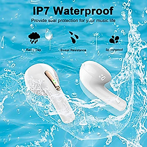Wireless Earbud, Bluetooth 5.2 Headphones 2022 Bluetooth Earbud with HD Mic, Wireless Earphones in Ear Ear buds with USB-C Charging Case, IP7 Waterproof Deep Bass, Dual LED, 40H Mini Headset for Sport