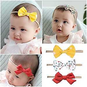 MEISO Baby Headbands, 20 Pcs Baby Girl Headbands and Bows flower, Nylon Hairbands, Newborn Hair Bow Elastics, Newborn Infant Toddler Hair Accessories Gifts