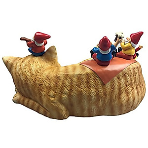 By Mark & Margot - Outdoor Garden Gnomes Picnic Sleeping Cat Statue - Beautiful Funny Novelty Gift (One Size, Blue)