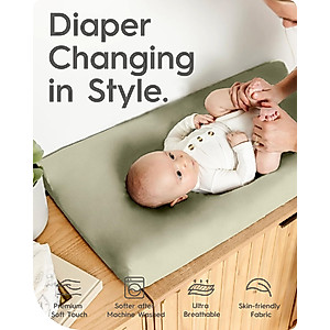 Changing Table Sheets - TotBasic Premium Soft Pink Diaper Changing Pad Cover, Ultra Stretchy Green Changing Table Cover - Suit for Baby Boy and Baby Girl, 2 Pack (Sage + Blush)