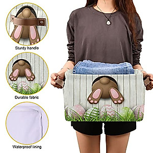 senya Easter Basket, Easter Rabbit Foldable Fabric Collapsible Storage Bins Organizer Bag for Storage Clothes