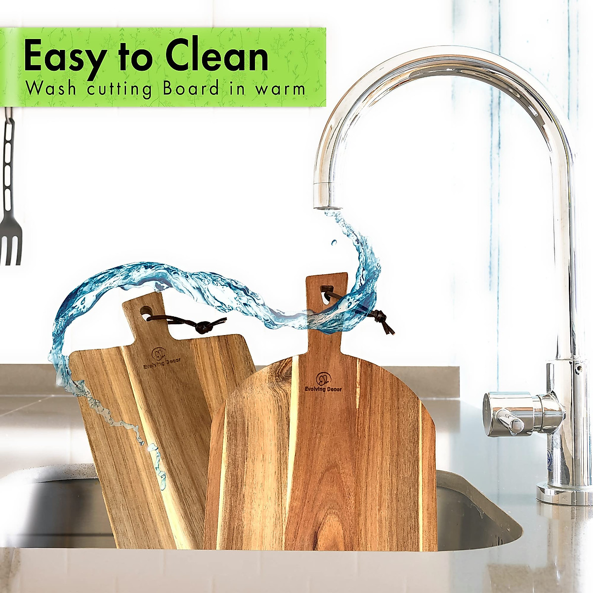 Evolving Decor Acacia Wood Cutting Board, Wooden kitchen chopping board for Bread, Cheese, fruits and vegetables, Semicircle (15 x 9 1/2 x 1/2) Adds Style to your kitchen