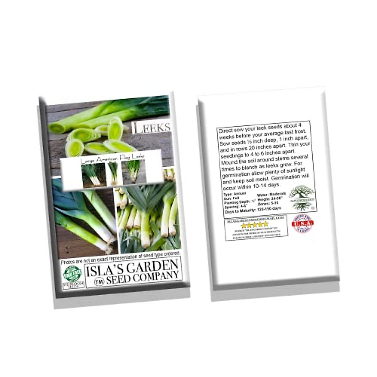 Large American Flag Leek Seeds for Planting, 500+ Heirloom Seeds Per Packet, (Isla's Garden Seeds), Non GMO Seeds, Botanical Name: Allium ampeloprasum, Great Home Garden Gift