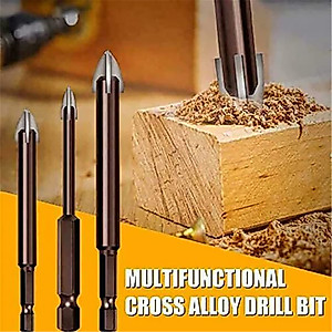 PETSBURG Efficient Universal Drilling Tool, 5PCS Carbide Drill Bit Set, Triangle Tile and Concrete Drill Bit,Multifunctional Cross Alloy Drill Bit for Tile,Concrete,Brick,Glass,Plastic,Wood (1Set)