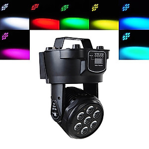 XPCLEOYZ 2PCS Moving Head Dj Lights,7 x 12W RGBW Stage Lighting Mini Moving Head, DMX DJ Lights Remote Control Sound Activated, Mini Moving Heads Wash Light for Parties