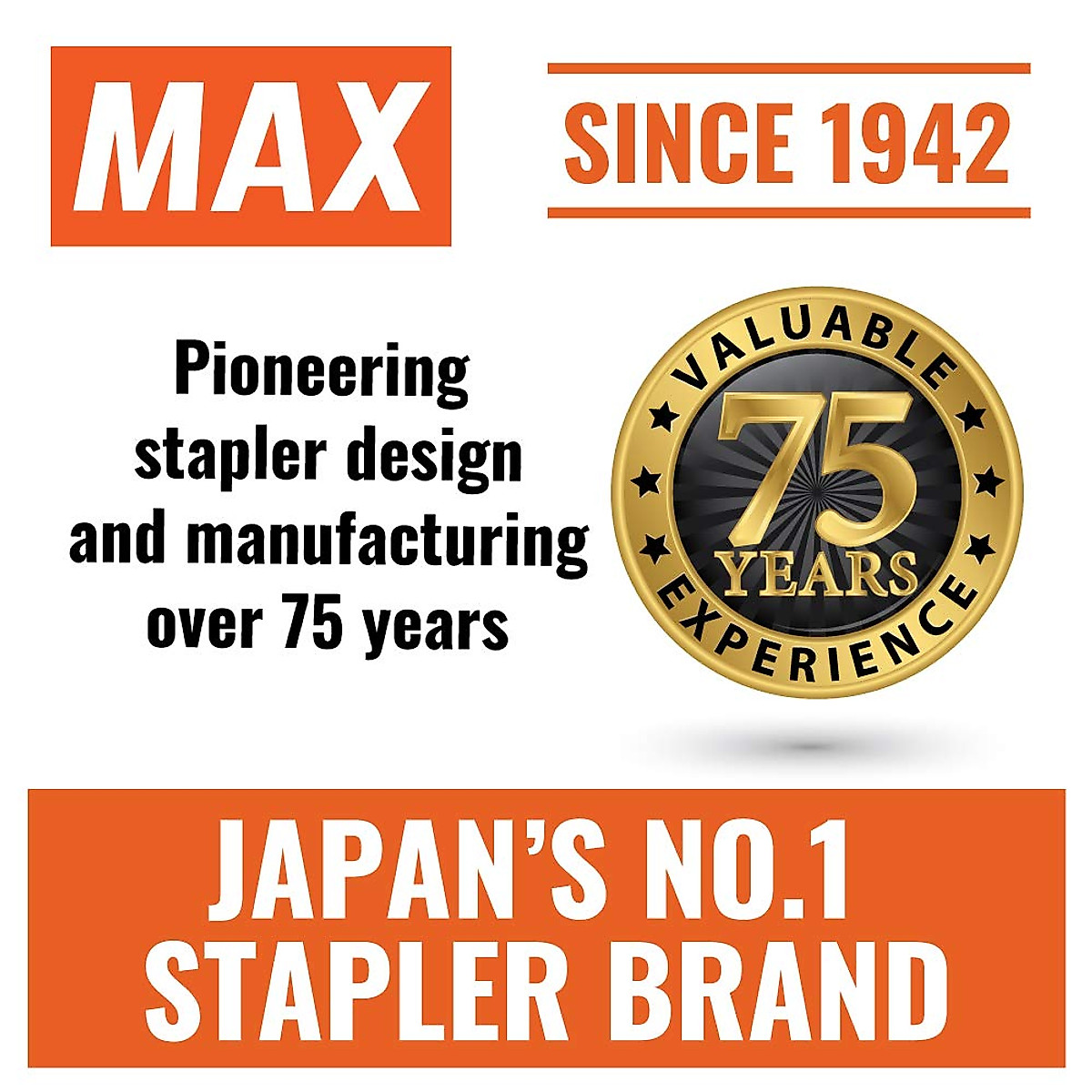 Max USA Easy Grip Heavy Duty Desk Stapler (HD-50F Black)