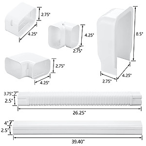 LCGP 4" 16.5 Ft Decorative PVC Line Cover Kit, Suitable for Mini Split Air-Conditioning and Heat Pump Systems, Outdoor Air-Conditioning Pipe Insulation