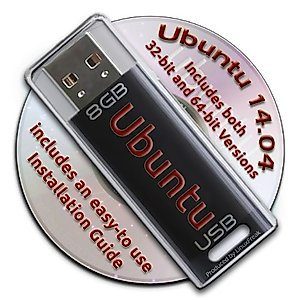 Ubuntu Linux 14.04 Bootable 8GB USB Flash Drive - Contains Both 32-bit and 64-bit.