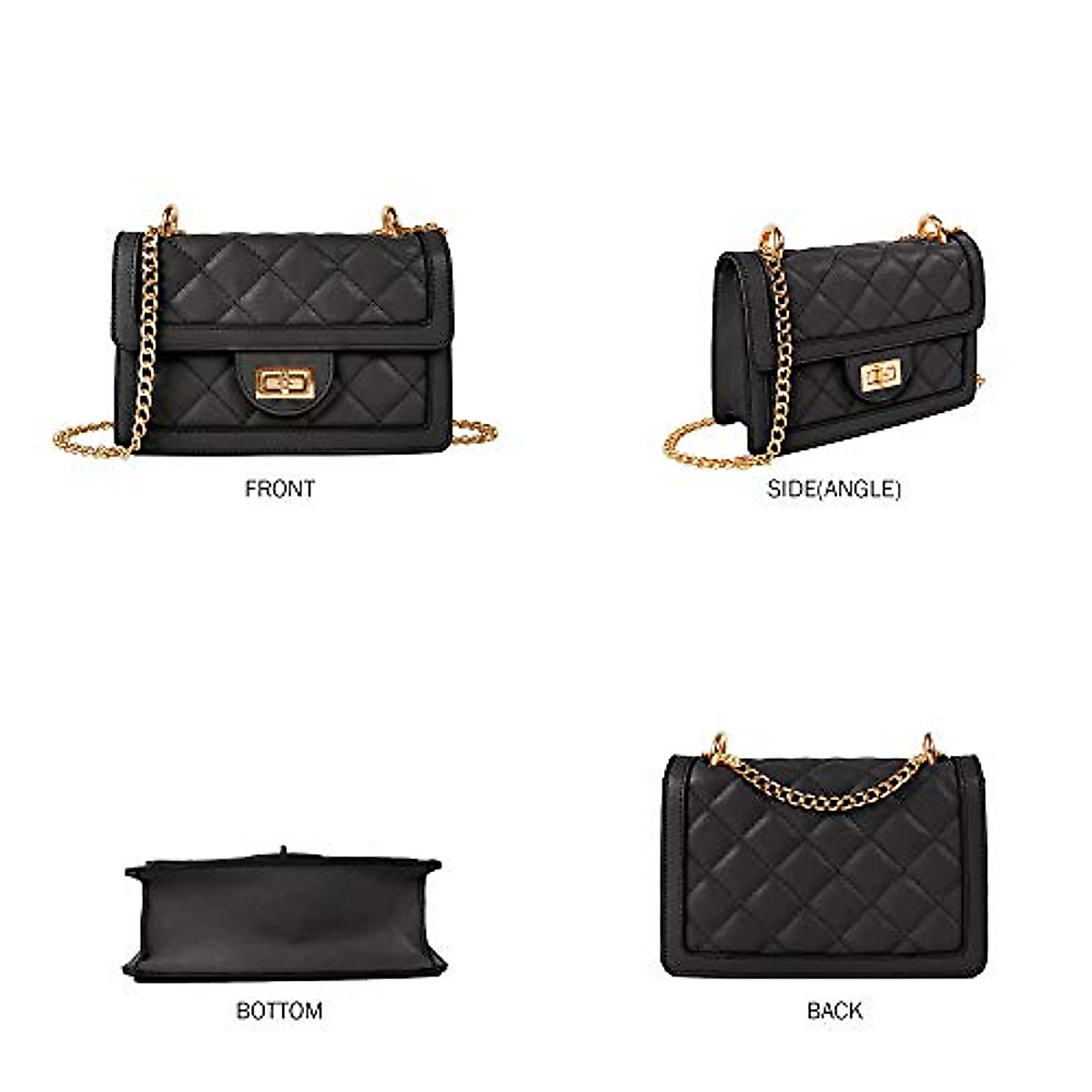 SG SUGU Small Quilted Crossbody Bag, Trendy Designer Shoulder Bag, Phone Wallet Purse for Women (Black)