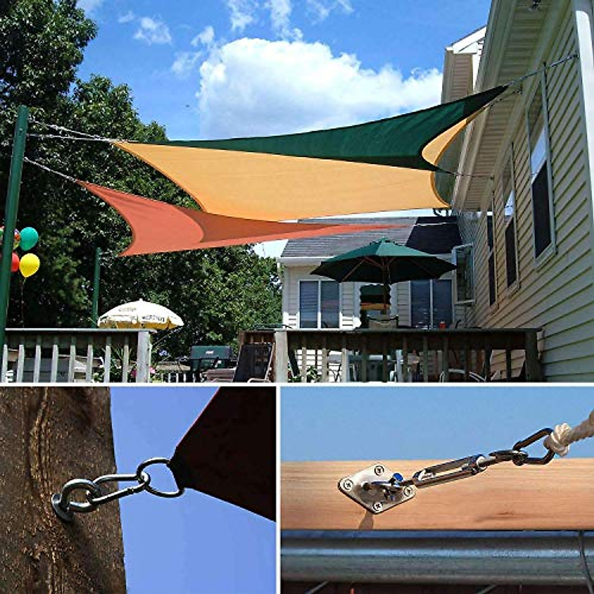 Shade&Beyond Shade Sail Hardware Kit,IETFULL Rectangle and Square Heavy Duty Sun Shade Sails Installation for Patio Lawn and Garden