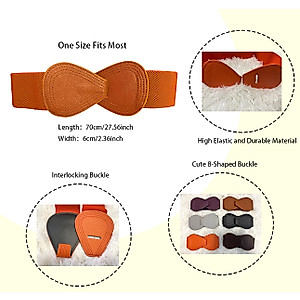 CT COTIM COYIN Women 8-Shaped Elastic Belts Stretchy Leather Waistband Wide Stretch Women Dress Belt with Interlock Buckle for Ladies Dress Coat, Purple