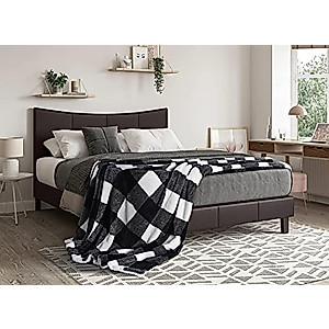 Monbix Queen Sherpa Throw Blankets Soft Fuzzy Warm, Fluffy Throw Blankets Couch Fleece, Throw Blankets Bed Cozy Machine Washable Faux Fur Plush Thick Comfy Buffalo Plaid Furry Sofa 380gsm 180gsm 90x90
