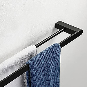 Bath Towel Bar Nordic Black 304 Stainless Steel Towel Rack, Double-bar Towel Rail, Toilet Rack, Bathroom Hardware Pendant Towel Holder (Color : 50cm)