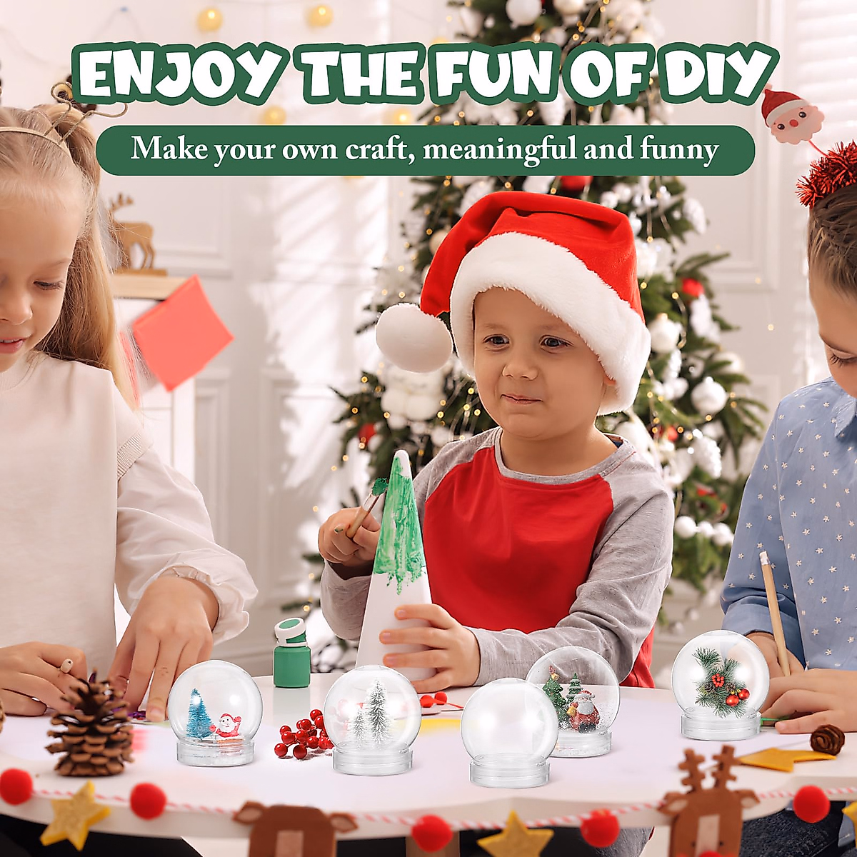 EXCEART 10pcs DIY Clear Plastic Water Globe Snow Globe 2Inch Clear Snow Globe with Screw Off Cap for DIY Crafts Christmas Home Decoration