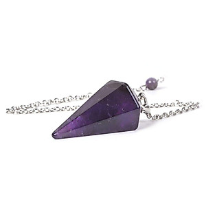 Natural Dark Amethyst Gemstone Rock Crystal Hexagonal Pointed Reiki Chakra Pendant Pendulum