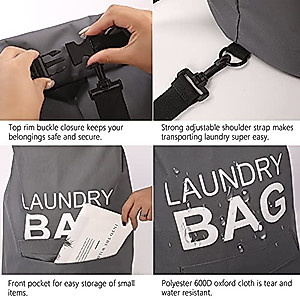 Kimmama 70L Waterproof Laundry Bag Backpack,Heavy Duty Laundry Bag with Strap,Dirty Clothes Organizer for Travel,Camping,College Dorm,Laundromat,Apartment (Grey)