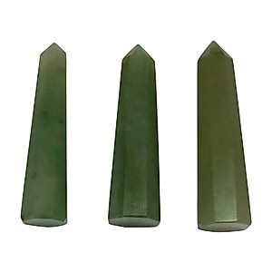 WholesaleGemShop 3 Inch Green Aventurine Gemstones Obelisk Tower Jumbo Facet Aura Rock Crystal Natural Polished Earth Wand Spirit
