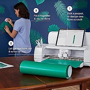 Cricut Maker 3 Machine Bundle Basic Tool Kit Transfer Tape Smart Permanent Rainbow Vinyl DIY Matless Cutting 10X Force 2X Faster Compatible with iOS Android Windows & Mac Bluetooth Connectivity