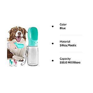 MalsiPree Dog Water Bottle, Leak Proof Portable Puppy Water Dispenser with Drinking Feeder for Pets Outdoor Walking, Hiking, Travel, Food Grade Plastic (19oz, Blue)