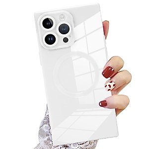 BITOBE Designed for iPhone 14 Pro Max Case Compatible with MagSafe TPU Magnetic Glitter Camera Protection for Women Girls for iPhone 14 Pro Max 6.7"-White