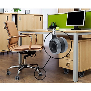 Slipstick CB685 Dual Bearing Rubber Office Chair Caster Wheels (Set of 5 Castors) Universal Fit Replacement Chair Casters for Hardwood Floors & Carpet, 2-3/8” Twin Rollers, 7/16 Inch Stem