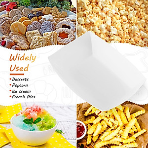 Handepo 300 Pieces Food Trays Bulk Disposable Paper Food Boats Hot Dog Serving Trays White Nacho Trays for Popcorn Taco Snack Fast Food Carnivals Festivals Party Favors Supplies Decorations（2LB）