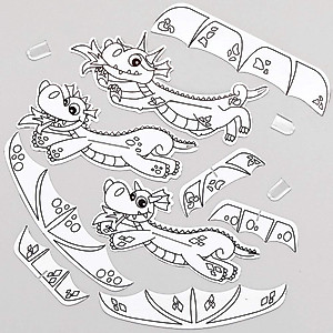 Baker Ross AX108 Dragon Color in Gliders - Pack of 10, for Kids Arts and Crafts Projects
