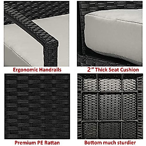 PROHIKER 3 PCS Patio Rattan Conversation Chair Set, Patio Wicker Rattan Furniture Set, Patio Wicker Rattan Table Patio Furniture Set Balcony Furniture Backyard Grey