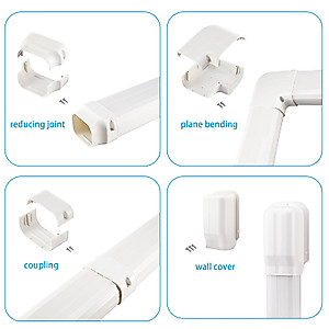 GUYAAC 11Ft Decorative PVC 4" Line Set Cover Kit 11Ft For Mini Split Air Conditioners And Central Air Conditoner&Heat Pumps Line Set Cover Kit