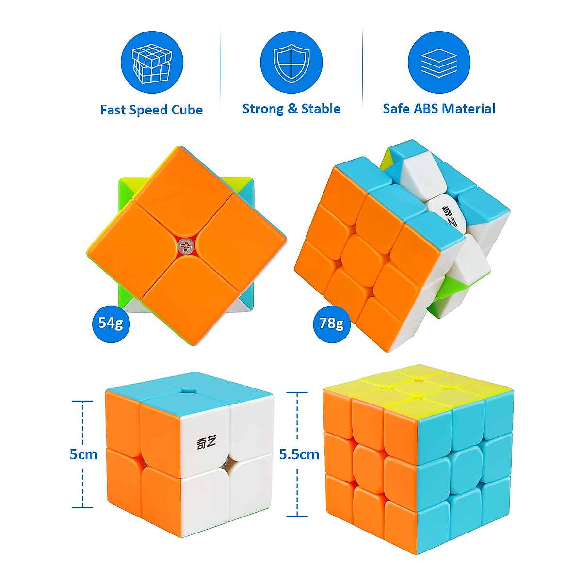 Coogam Qiyi Speed Cube Bundle 2x2 3x3 Magic Cube Set Qidi s 2x2 Warrior W 3x3 Stickerless Puzzle Toy Pack