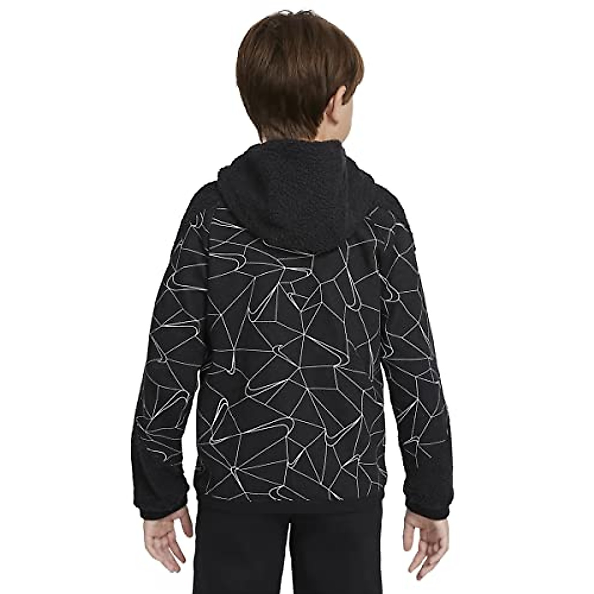 Nike Kids Boy's NSW Print Full Zip (Big Kids) Black/Black/Reflective Silver LG (14-16 Big Kids)
